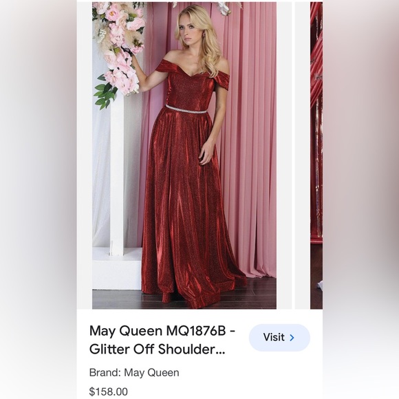 Mayqueen USA couture | Dresses | Promformal Dress Red Glittery With Gem Belt | Poshmark